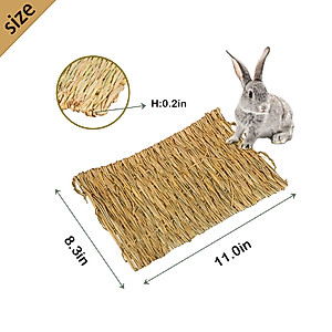 MUYG Rabbit Grass Mat,Grass Mats for Rabbits Bunny Natural Straw Woven Bed Small Animal Hay Matt Sleeping, Chewing, Nesting and Toys for Guinea Pig Hamster and Rat Bed Mat (6 Pcs)