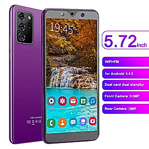 ciciglow Dual Sim Unlocked Cell Phones, High‑Definition Cameras Unlocked Cell Phone Note30 Plus Unlocked Smartphones for Android 4.4.2 854X480 Resolution 512MB+4GB(Purple)