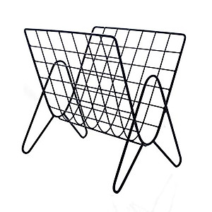 Magazine & Newspaper Baskets Magazine Rack Small Desktop Shelf Rack Simple Dormitory Table Rack Desk Mini Bookshelf Creative Floor Wrought Iron Storage Rack (Color : Black, Size : 273737cm)