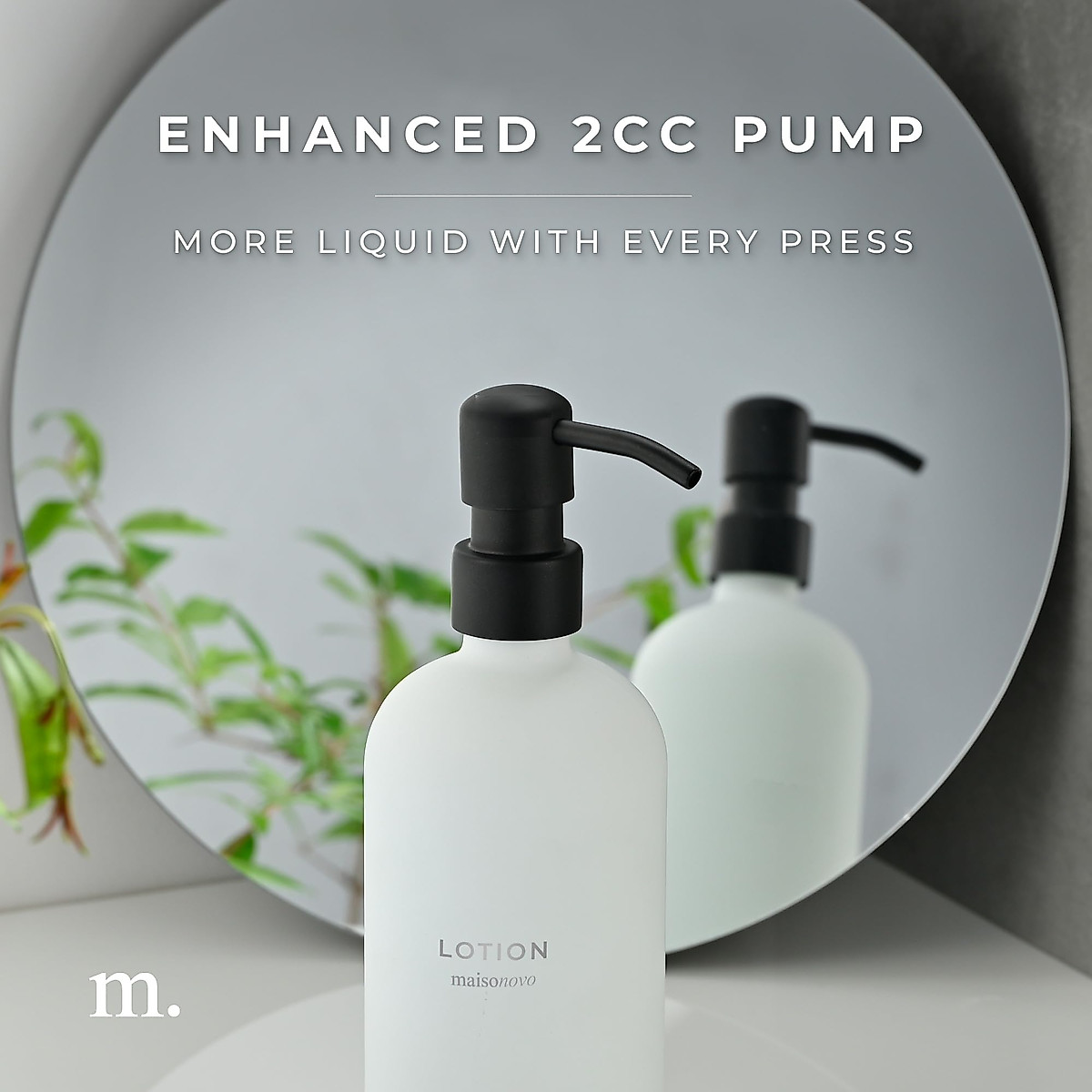 MaisoNovo Soap Dispenser 1-Piece Set | 16.9oz White Bottles with Black Stainless Steel Pump