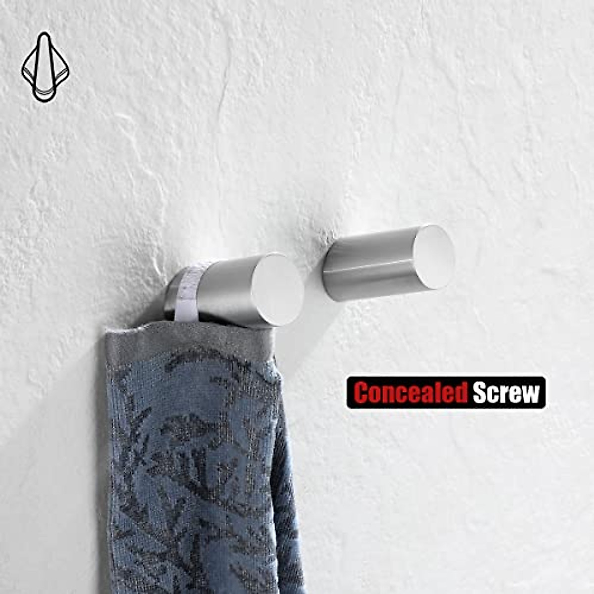 JQK Bathroom Towel Hook Brushed, Coat Robe Clothes Bath Wall Hooks for Kitchen Garage SUS 304 Stainless Steel, 4 Pack Brushed Steel, TH600-BN-P4