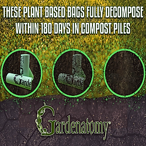 Compostable Trash Bags for Kitchen Compost Bin - Fits 1, 1.2, 1.3, 1.5 Gallon Biodegradable Compost Bags for Kitchen Pail liners- Package of 2-50 bags per Roll fits Gardenatomy, Goldsol and Other Bins