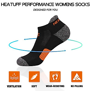 Heatuff Women's 12 Pairs Performance Athletic Ankle Socks Low Cut Cushioned Sock with Heel Tab