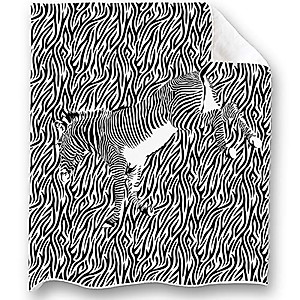 Loong Design Fun Zebra Throw Blanket Super Soft, Fluffy, Premium Sherpa Fleece Blanket 50'' x 60'' Fit for Sofa Chair Bed Office Travelling Camping Gift