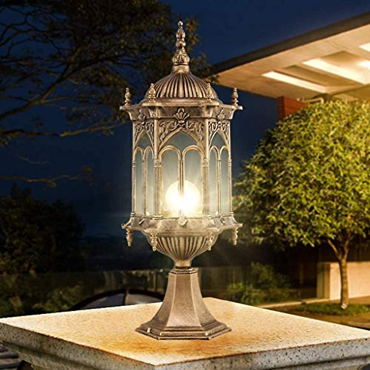 WYBFZTT-188 E27 Retro Industrial Column Lamp, Outdoor Landscape Post Lamp Gate Waterproof Courtyard Lamp, Pillar Caplights Home Garden Courtyard Column Headlight