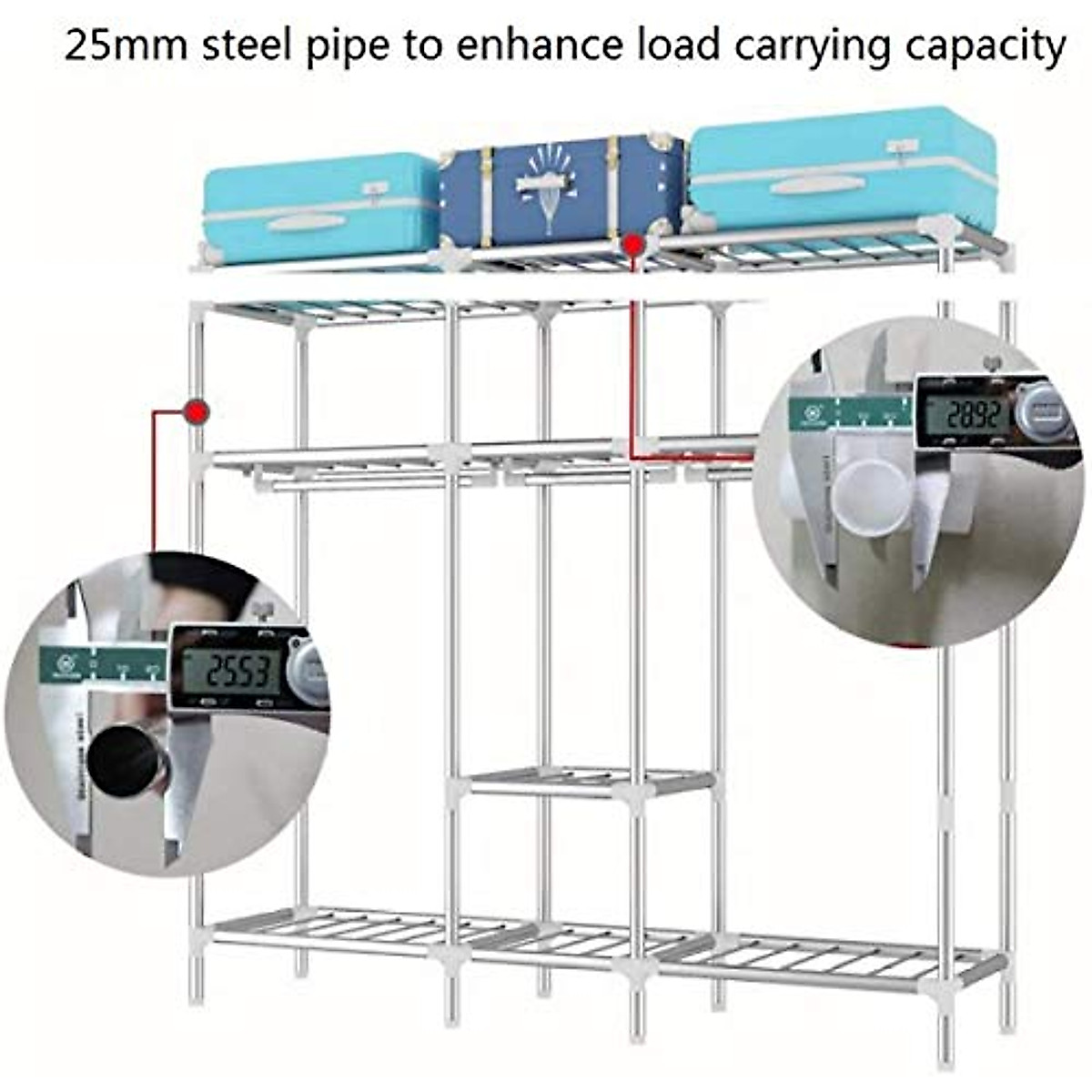 SHAWLA Shoe Rack, Shoe Rack, Wardrobe Portable Closet for Bedroom, Shelves Fabric Foldable Closet Storage Organizer Easy to Assemble for Clothes Shoes,Stripe 110x45x165CM (Town)