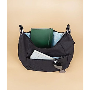 HAIKU Amble Hobo Bag with Removable Shoulder Strap and Adjustable Crossbody Strap, Black in Bloom