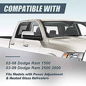 Pair Chrome Power Heated Glass Flip Up Rear View Side Towing Mirrors Compatible with Dodge Ram 1500 2500 3500 02-08