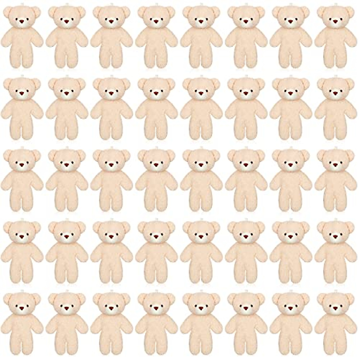 HyDren 40 Pcs Mini Bear Toy 4.7 Inch Stuffed Tiny Bear Christmas Party Gift Soft Bear Keychain Mini Stuffed Animal Small Plush Bear Jointed Bear Doll for Kids DIY Keychain Party Favor(Simple Style)