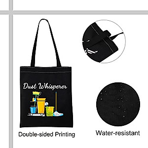 VAMSII Cleaning Lady Gifts Dust Whisperer Tote Bag Housekeeper Appreciation Gifts for Housekeeping Squad Crew Shopping Bag (Dust Whisperer)