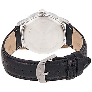 Timex Men's Easy Reader Bold 43mm Watch – Silver-Tone Case White Dial with Black Leather Strap