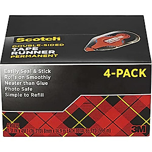 Scotch Adhesive Dot Roller Value Pack, .31 in x 49 ft, 4 Pack, Great for Home, Office and School Projects (6055BNS)