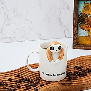 Funny Sloth Coffee Mugs Gift for Women - Unique Cute Sloth Gifts for Women, Men - Birthday Gift for Friends, Coworkers, Aunt, Sister, Mom - I'd Rather Be Sleeping - Sarcastic Novelty Gag Office Gift