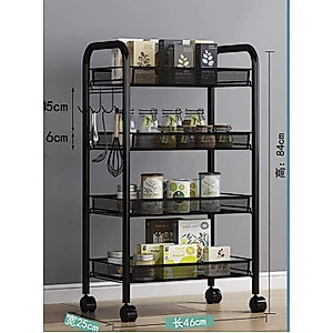 LOSTIS Storage Trolley Rolling Cart Utility Cart 4 Tier Kitchen Storage Cart with Wheels Bathroom Storage Movable Metal Trolley Rolling Cart Storage Rack Kitchen Storage Cart Rolling Storage Cart