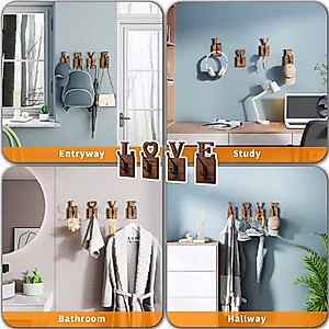 Rustic Coat Hooks for Hanging Keys, Hats or Bathroom Towels – Set of 4 Wall Mounted Wooden Hangers for Entryway, Modern Farmhouse Industrial Black Metal & Wood Home Décor, Love Sign Wedding Gift