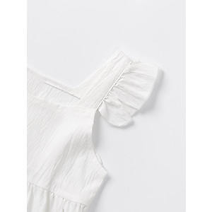 Verdusa Toddler Girl's Colorblock Ruffle Hem A Line Square Neck Sleeveless Mini Dress White Brown 120