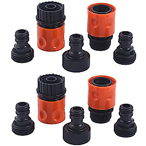 HQMPC 10 Pieces Plastic Garden Hose Connector Garden Quick Connectors 3/4" GHT Female and Male Couplers 3/4" Female Males Male Nipples 2sets(10PCS CONNECTORS)