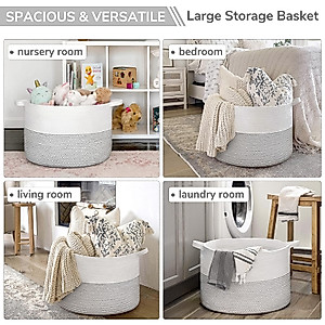 INDRESSME XXXLarge Cotton Rope Basket Woven Baby Basket set of 2