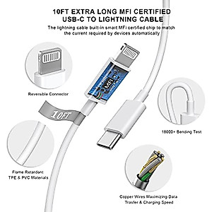 iPhone Charger Fast Charging 10 FT [Apple MFi Certified], 2 Pack PD 20W USB C Wall Charger Block with 10FT Long Type C to Lightning Fast Charging Data Sync Cable for iPhone 14 13 12 11 XS XR X 8 iPad