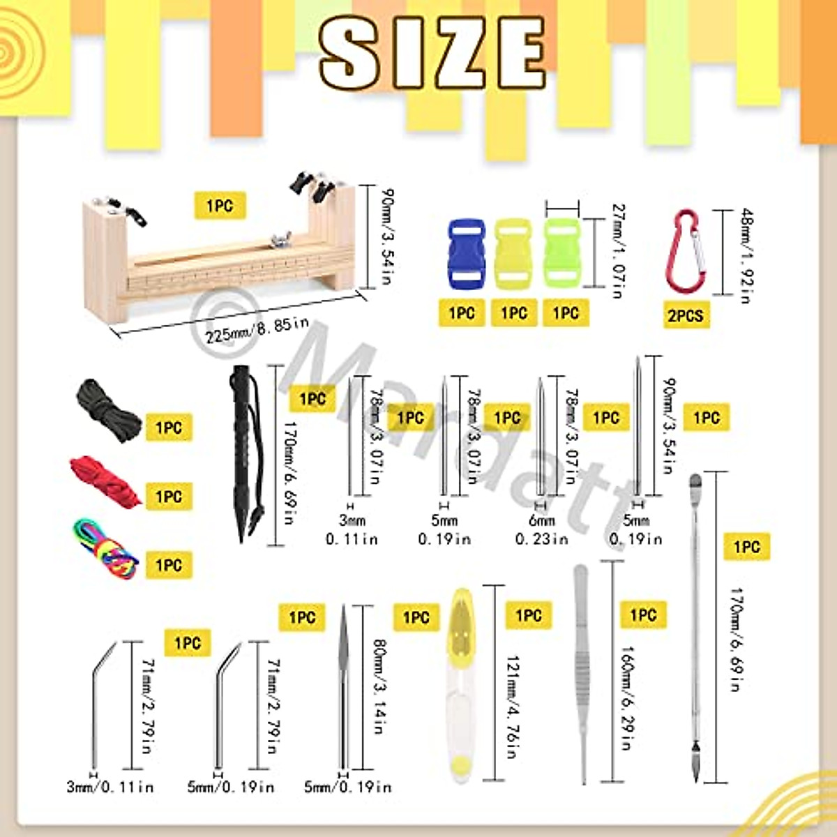 Mardatt 21Pcs Bracelet Jig Kit with Bracelet Maker Knotters Tool Kit, Adjustable Length Paracord Jig Lacing Needles Paracord FID Set for Wristband Braiding DIY Craft Bracelets Weaving