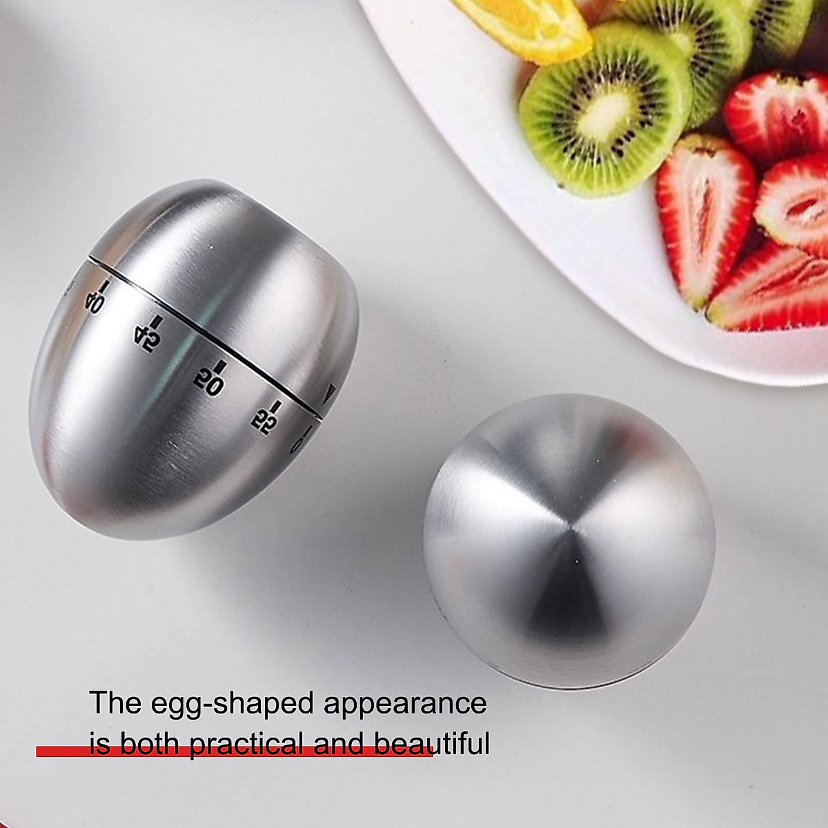 ALI2 Egg Mechanical Timer Stainless Steel Kitchen Timer Alarm 60 Minutes Count Down Timer for Cooking Learning Yoga Exercise