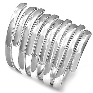Boho-Magic 925 Sterling Silver Band Rings for Women Wide Wrap Statement Ring (8)