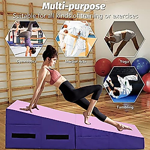 BestMassage Gymnastics Mat Incline Mat Tumbling Mat Folding Gymnastic Tumbling Mat Indoor/Outdoor Exercise Mat Home Gym Yoga Mat with Handle