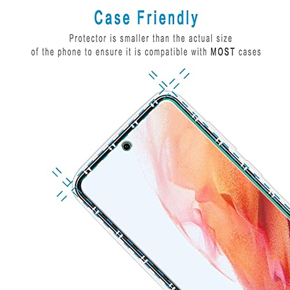 HPTech (2 Pack) Designed for Samsung Galaxy S21 FE 5G Tempered Glass Screen Protector, Support Fingerprint Reader, Anti Scratch, Bubble Free