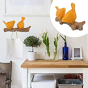 Cabilock Coat Hooks Bird Shape Hat Clothes Bag Wall Mount Hook Hanger Rack Holder for Home Decoration Yellow