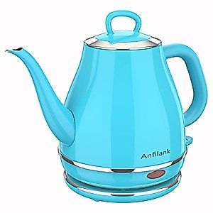 Anfilank Gooseneck Electric Kettle(1.0L), 100% Stainless Steel BPA Free Classic Pour Over Coffee Kettle, Electric Teapot with Auto Shut & Boil Dry Protection,1500 Watt Quick Heating-Turquoise Blue