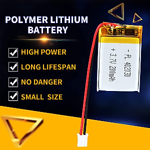 AKZYTUE 3.7V 180mAh 402030 Lipo Battery Rechargeable Lithium Polymer ion Battery Pack with PH2.0mm JST Connector