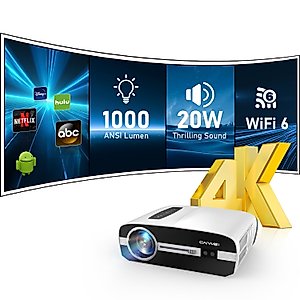 UHD 4K Projector with 5G Wifi Bluetooth, Home Cinema Daytime Projector for Gaming Office Works 13,000Lumens LCD Smart Projectors Wireless Casting with iPhone Laptop Netflix Disney+