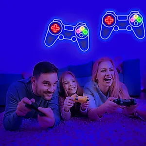 GGK Game Controller Neon Sign for Gamer Room Decor Gamer Gifts for Teen Boys Room Decor Upgraded Gaming Lights Game Console Neon Light Game Room Sign for Bedroom Wall Decor (Gamepad)