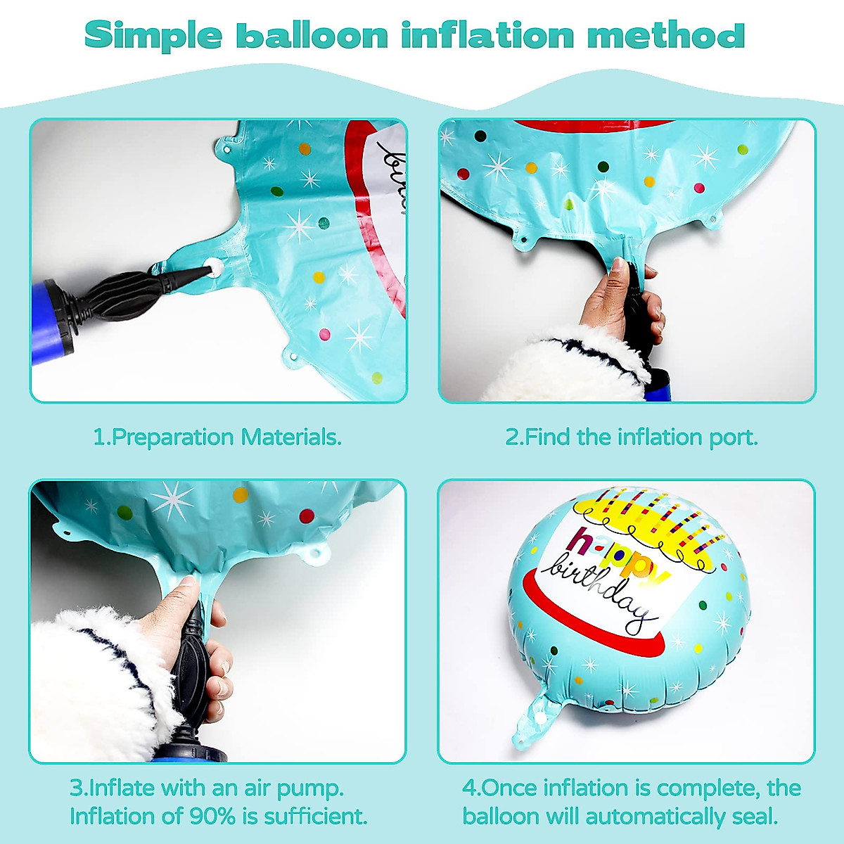 24 Pcs Happy Birthday Foil Balloons 18 inch Round Helium Floating Mylar Balloon Inflatable Balloons for Birthday Party Decorations Supplies,12 Patterns