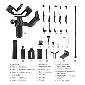 All in 1 Camera Gimbal Stabilizer - FeiyuTech SCORP Mini, Handheld Video Stabilizers for Mirrorless Camera, Gopro & Smartphone, 2.6 lb Payload, for Sony/Canon/Panasonic/Nikon/Fujifilm