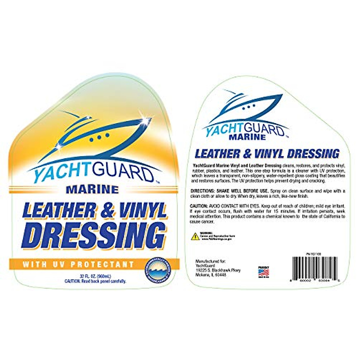 YachtGUARD Marine Leather & Vinyl Dressing - Boat Vinyl Cleaner And Protectant for Leather and Vinyl Surfaces on Boat Seats, Jet Skis or for Interior Car Detailing (32 Oz Spray Bottle)