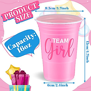 Norme 60 Pcs Gender Reveal Plastic Cups 16 oz Team Boy Team Girl Gender Reveal Cups Disposable PP Baby Shower Cups Blue Pink Plastic Cups Gender Reveal Party Supplies for Beverage Drink Tableware