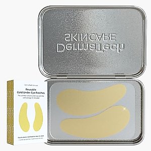 DermaTech Skincare Reusable Under Eye Patches Eco-Friendly Wrinkle Patches with Tin Case | 100% Silicone Reusable Facial Patches | For Puffy Eyes, Dark Circles, Reducing Wrinkles