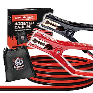 CARTMAN 4 Gauge 16 Feet Jumper Cables 300AMP Heavy Duty Booster Cable in Carry Bag