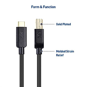Cable Matters USB C to USB B 3.0 Cable 3.3 ft (USB C to USB Type B 3.0, 3.0 USB B to USB C) in Black