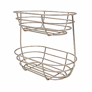 Spectrum Diversified Euro Arched Server Contemporary Stacked, 2-Tier Bowls for Modern Kitchen Counters, Sleek Fruit Basket Stand, Satin Nickel