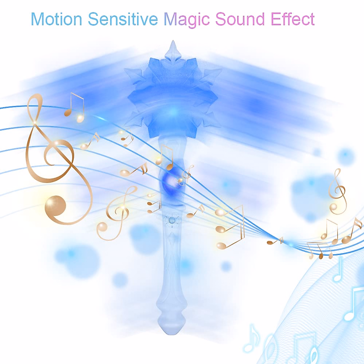 Light Up Frozen Snowflake Wand with Sound, Magic Wand for Kids Girls Princess Birthday Party (Motion Sensitive) Costume Accessories 2 Pieces (Pink Blue)