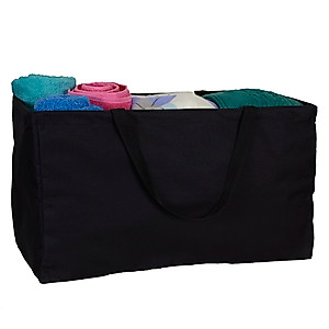 Household Essentials 2212-1 Krush Canvas Utility Tote | Reusable Grocery Shopping Bag | Laundry Carry Bag | Black