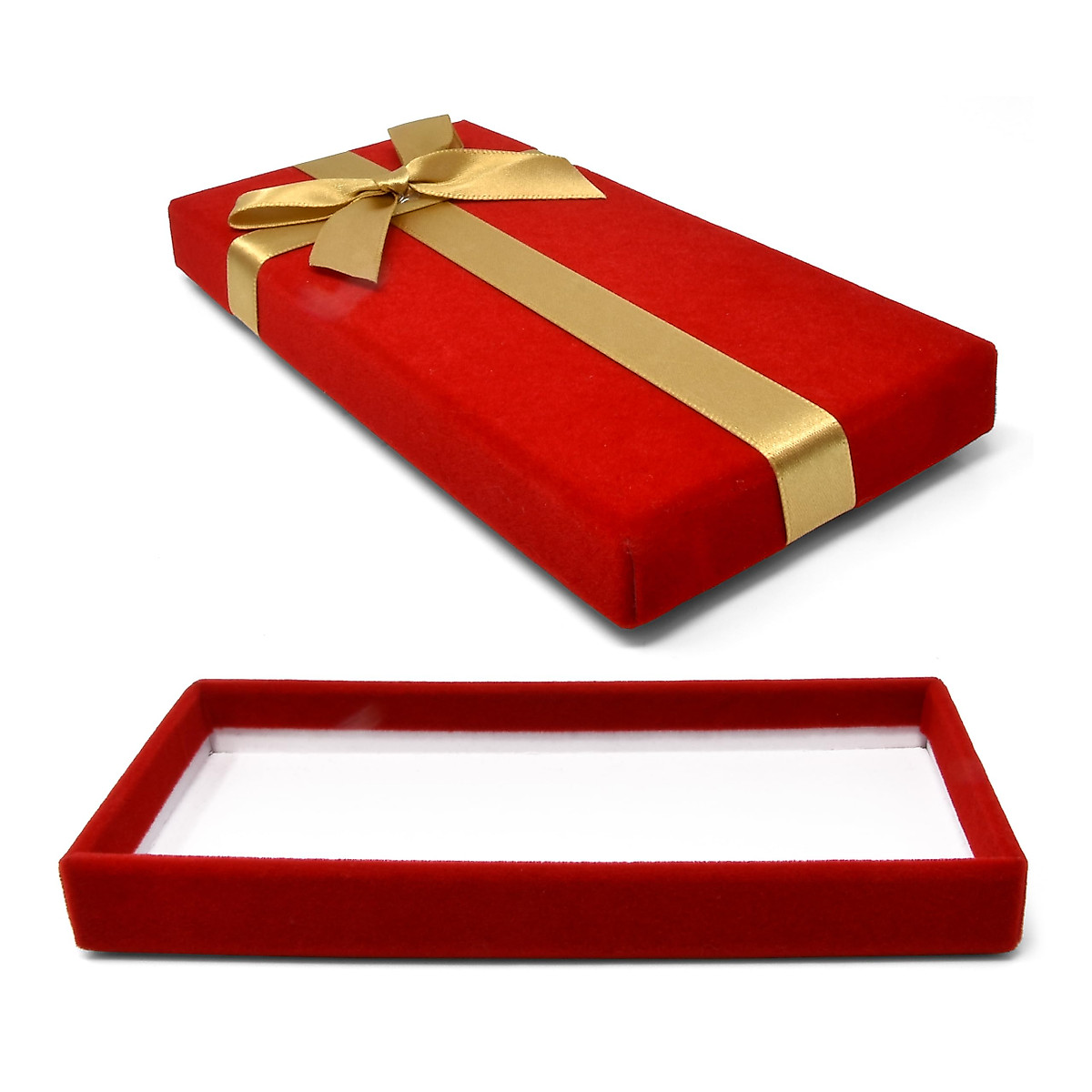 Christmas Cash Card Gift Box Holder Pack of 6 Red Velvet with Gold Bow Holiday Gifts Greeting Cards Present Wrap Rectangle Boxes Money Holders Party Favor Decor for Wedding Xmas Party Decorations