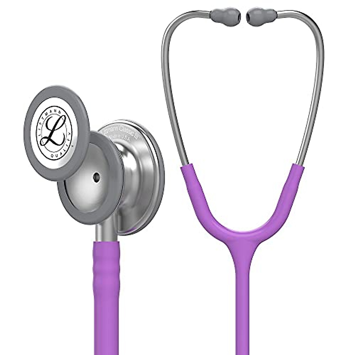 3M Littmann Classic III Monitoring Stethoscope, Lavender Tube, 27, inch, 5832 & 40007 Stethoscope Identification Tag, Black