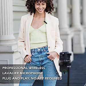 Wireless Lavalier Microphone System for Android/Computer/Laptop, Mini Bluetooth Microphone Cordless Lav Mic with 30Hours Charge Case,USB-C Lapel Microphone Wireless for YouTube Podcast Tiktok Vlog ect