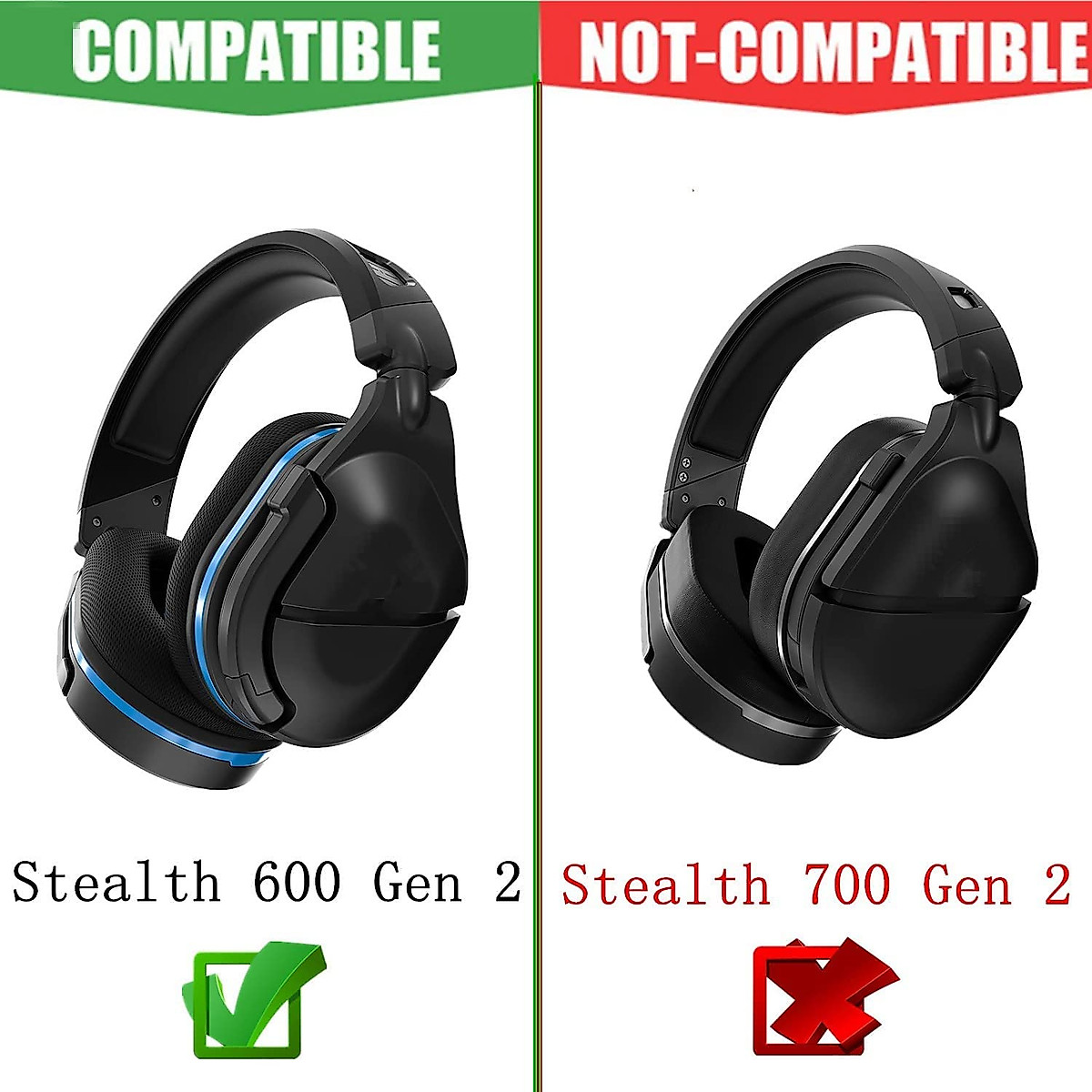 YunYiYi Stealth 600 Gen 2 Ear Cushion Earpads Replacement Compatible with Turtle Beach Stealth 600 Gen 2 PS5 PS4 Pro Wireless Gaming Headset Repair Parts (Protein Leather)