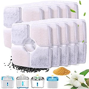 RBAYSALE Cat Water Fountain Filter, 10 Pack Replacement Filters for 84oz/2.5L Automatic Pet Fountain Cat Water Fountain Dog Water Dispenser, 3 Triple Filtration System