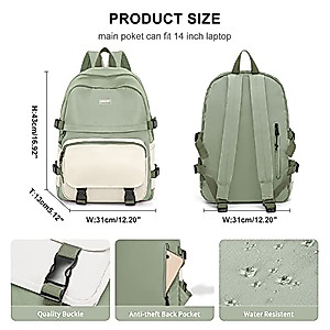 weradar Lightweight backpack For Girls Middle School,cute College School Bags,14 Inch Laptop Bookbag Women,Travel Rucksack For Sports,carry on backpacks for High School(Green)