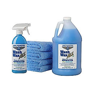 Wet or Waterless Car Wash Wax Kit 144 oz with Bug Remover Aircraft Quality for your Car, RV, Boat, Motorcycle. Guaranteed the Best Wet or Waterless Car Wash & Wax. Spray on, Wipe Dry Detailer, Use Anywhere & Anytime